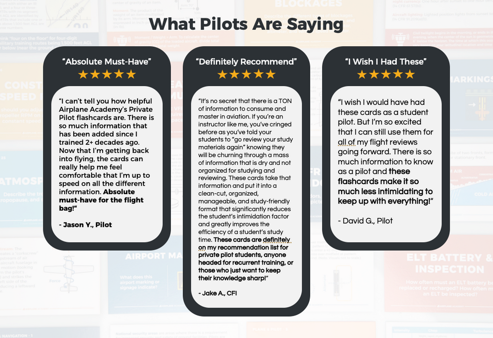 Airplane Academy Private Pilot Flashcards